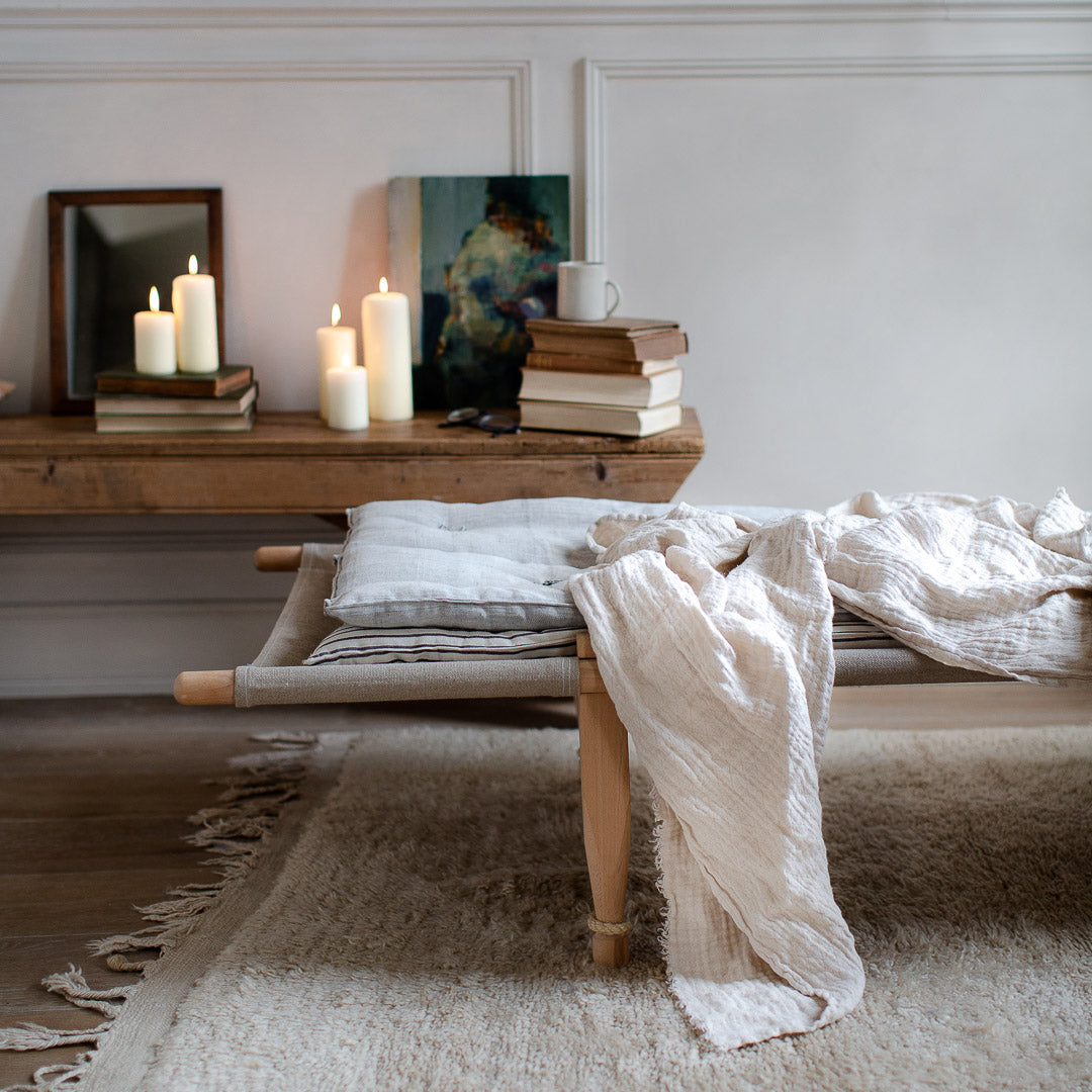 HANDMADE CRUSHED LINEN BLANKET IN WARM WHITE – Ellei Home