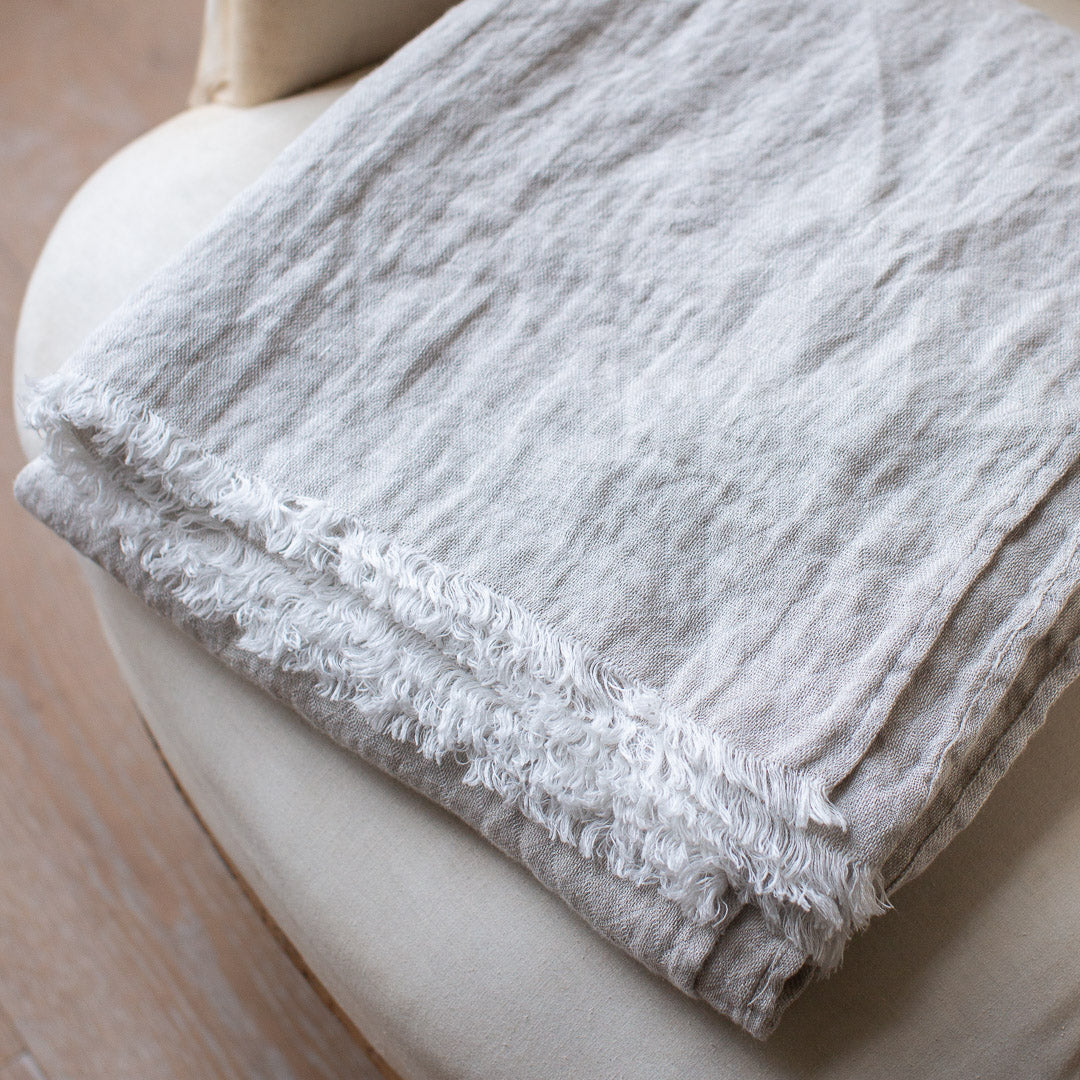 HANDMADE CRUSHED LINEN BLANKET IN NATURAL – Ellei Home